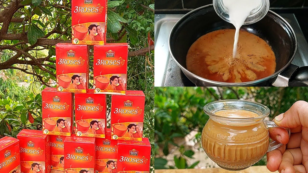 How to make tea👉3 roses tea 🫖Brooke bond 3 roses tea powder ☕️ - YouTube