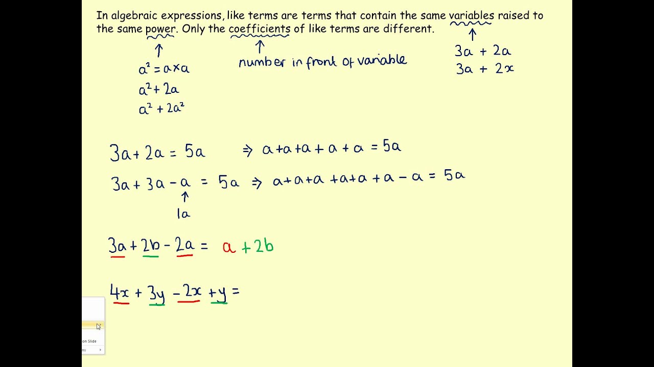 Maths Tutorials - Simplifying Expressions by Collecting Like Terms ...