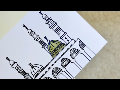 🎨 KOLAY TEKNİKLERLE MEDİNE MESCİD-I NEBEVİ ÇİZİMİ 💚 | MADİNAH MASJID AL-NABAWI DRAWING EASY TUTORIAL