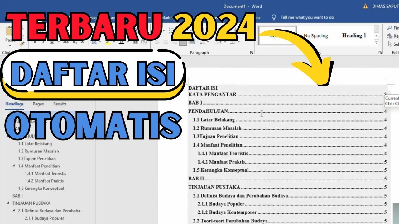 Tutorial Terbaru 2024 Cara Membuat Daftar Isi Otomatis di Word - YouTube