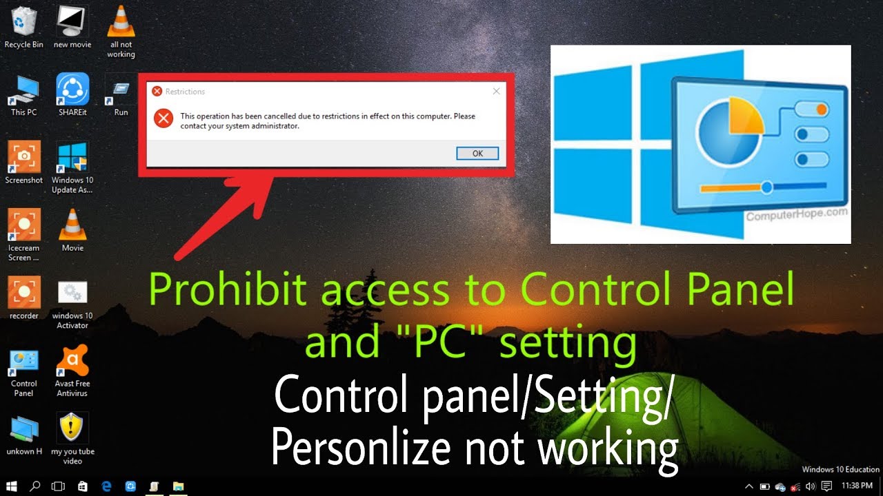 Prohibit access to "Control panel" and "PC setting Fixed - YouTube