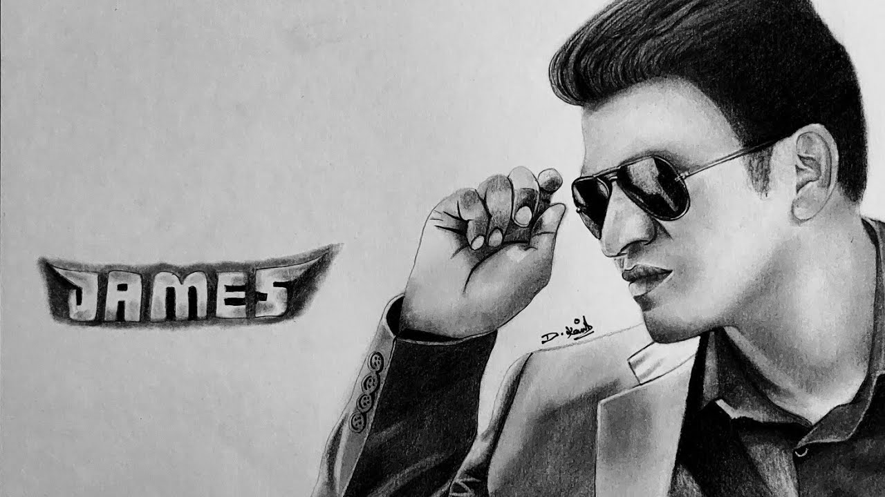 Puneeth Rajkumar drawing pencil art work - YouTube