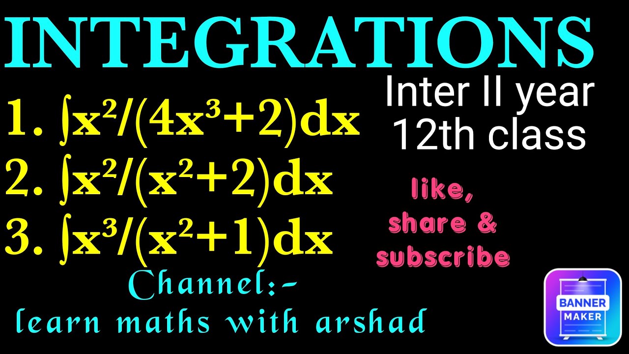 Integrations Inter 2nd year 12th Class Mathematics - YouTube