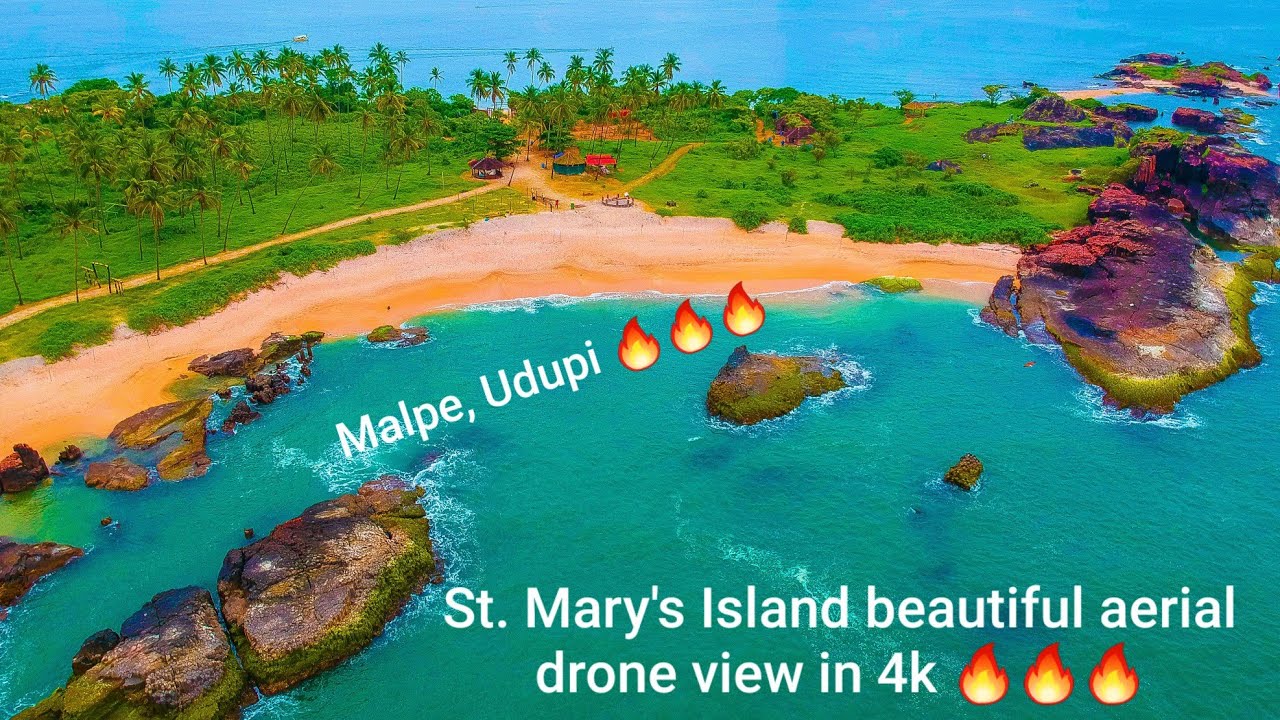 St. Mary's Island malpe Udupi shot from drone in 4K - YouTube