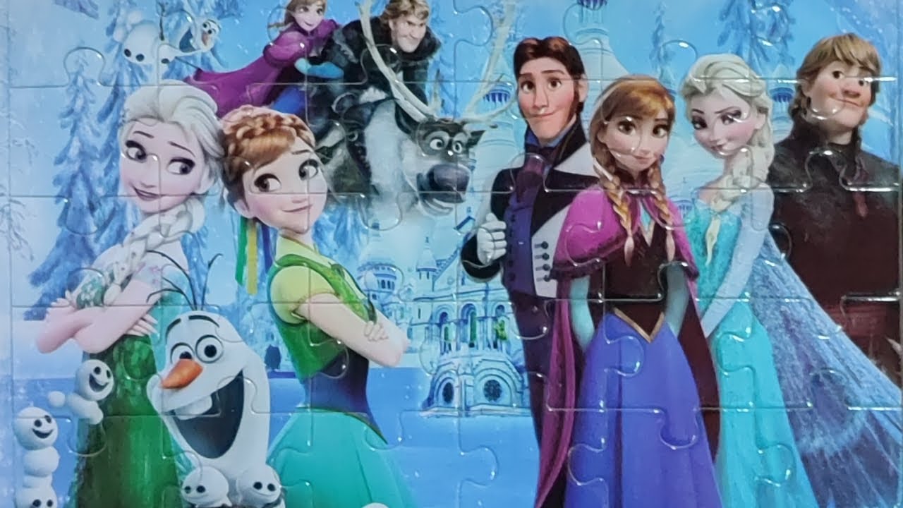 Elsa Frozen dan teman temannya - menyusun teka - teki puzzle. - YouTube