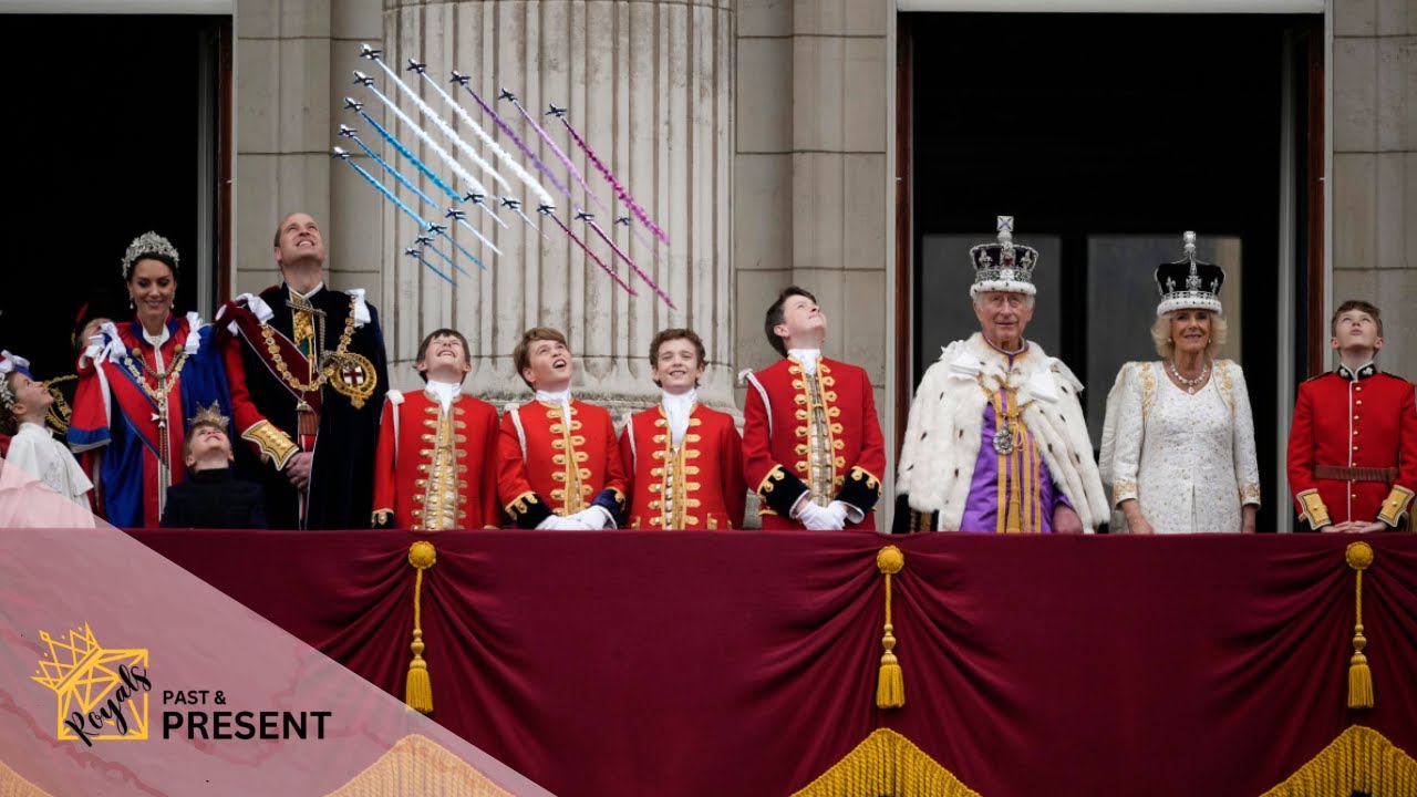 King Charles and Queen Camilla watch fly-past from the Buckingham ...
