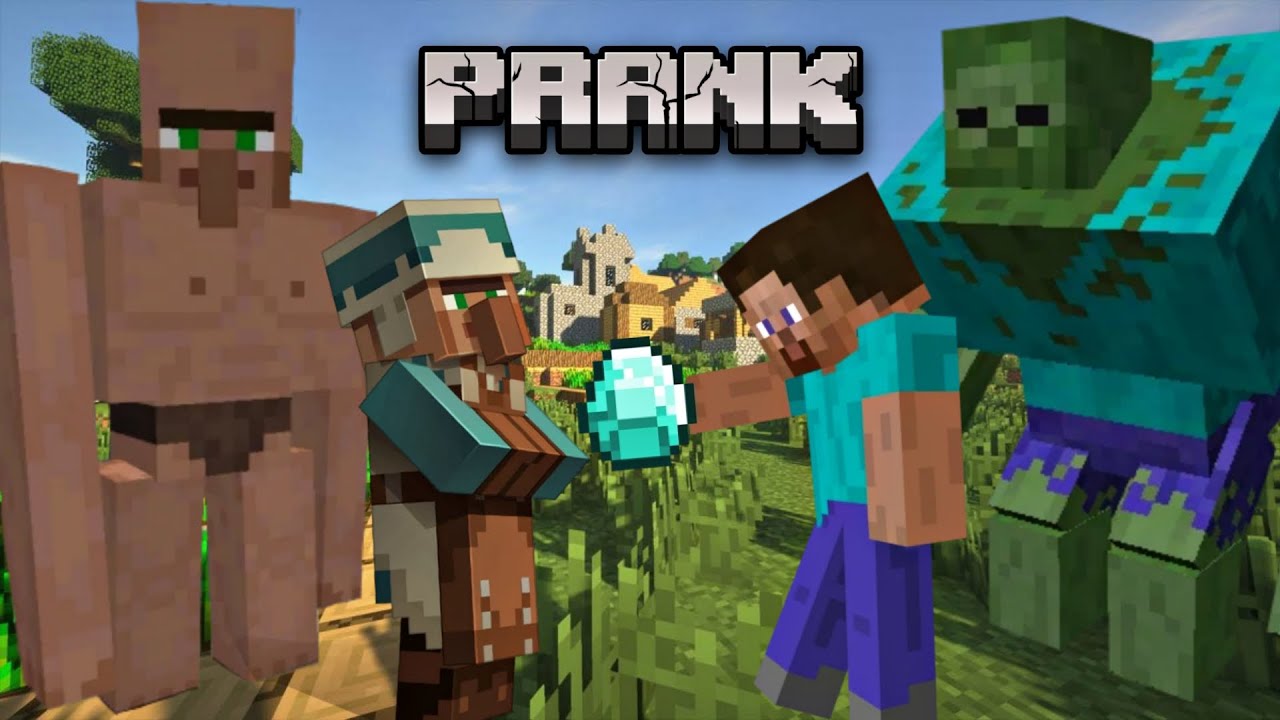 PRANK ON A VILLAGER IN MINECRAFT - YouTube