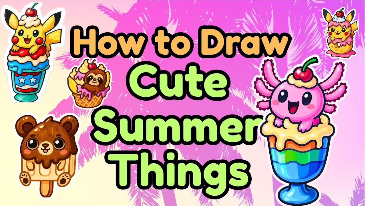 How to Draw Cute Summer Things ☀️🍦 | Easy Step-by-Step Posca Marker Art ...