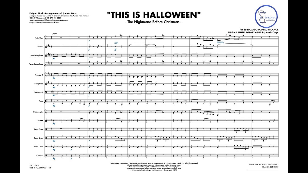 This Is Halloween l The Nightmare Before Christmas | Arrangement for ...