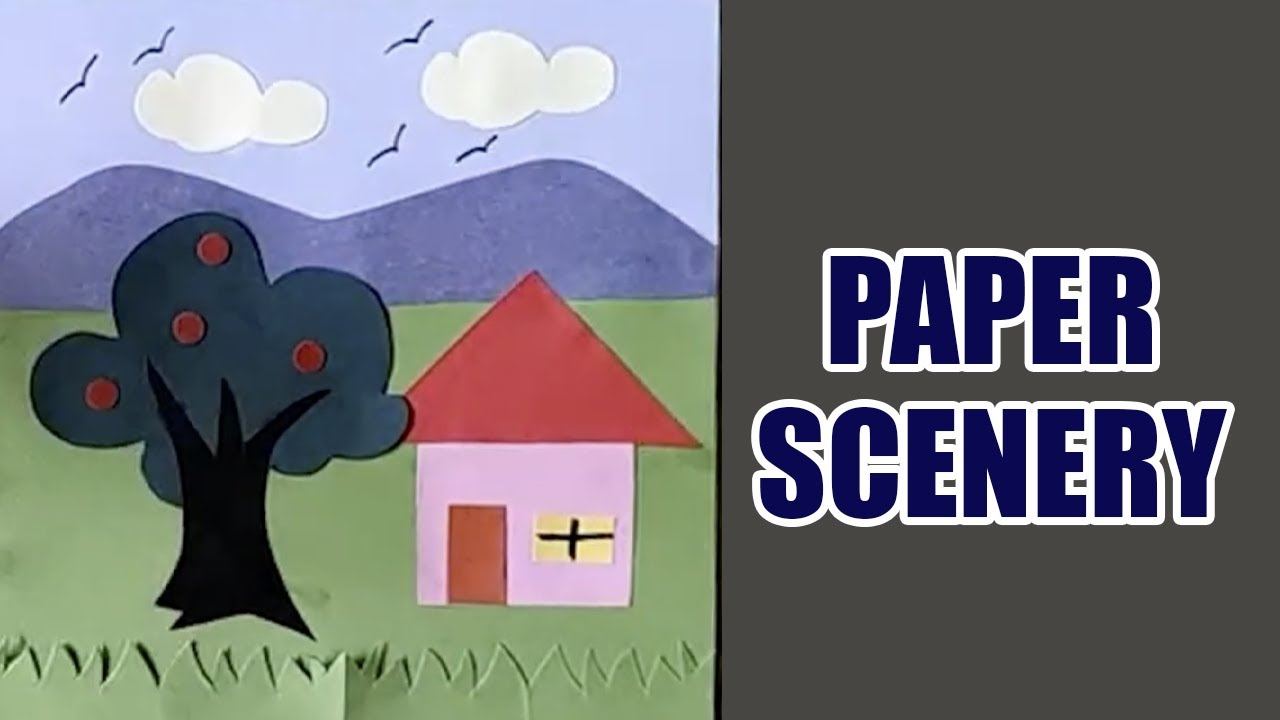 How To Make Easy Paper Scenery | Latest Scenery paper Drawing | 5 ...