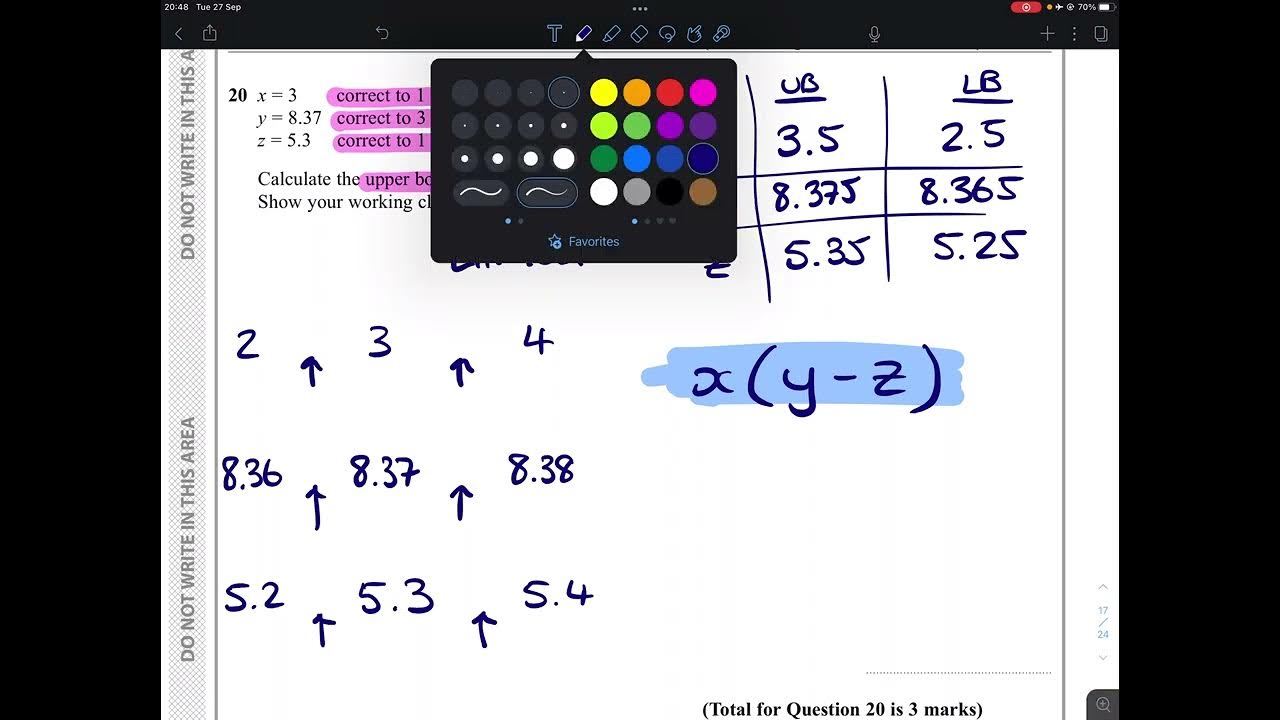 2017 01 3H IGCSE Edexcel Higher Old Spec Question 20 Limits of Accuracy Upper Lower Bound ...