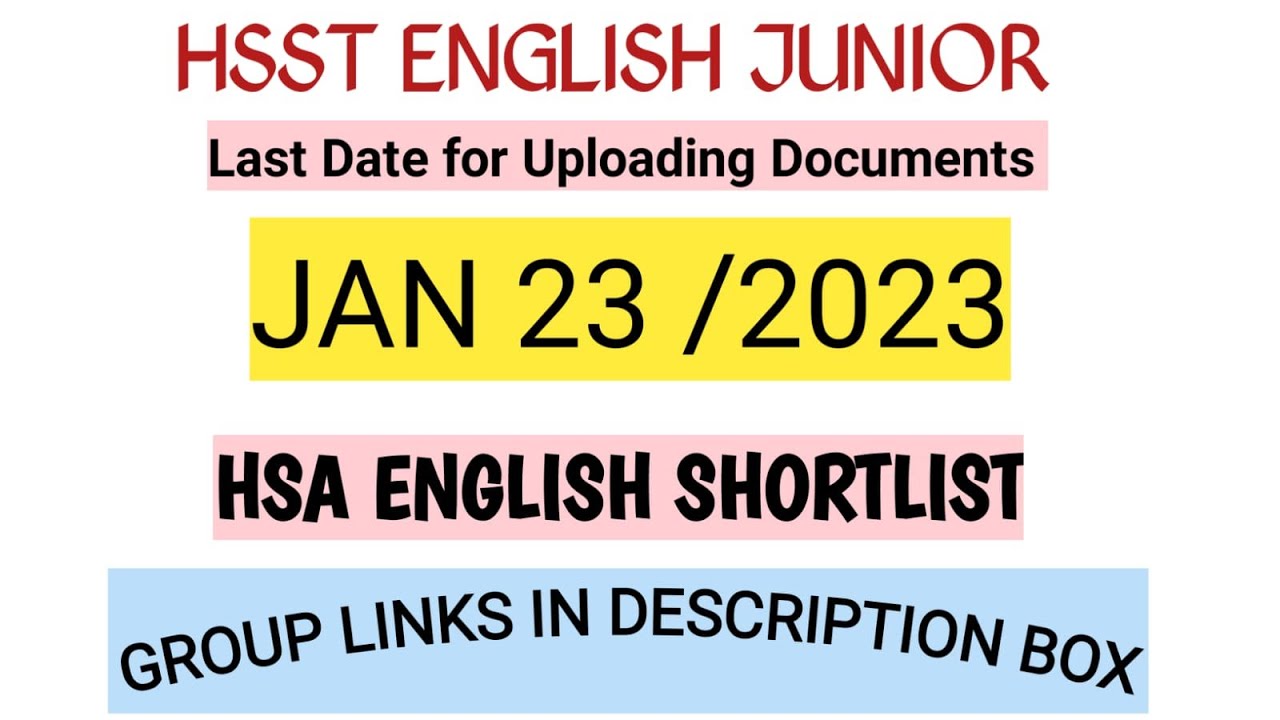 HSST ENGLISH JUNIOR DOCUMENT UPLOADING MESSAGE / GROUPLINKS OF VARIOUS ...