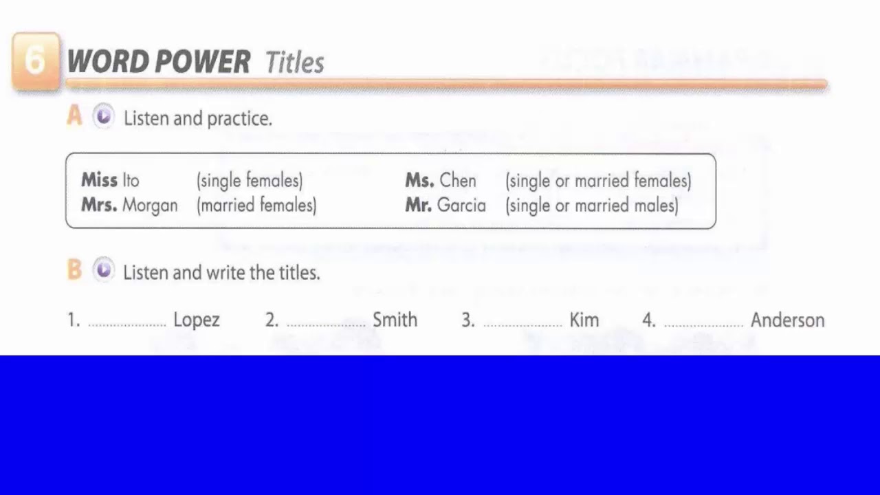 Unit 1 6 Word Power Titles B 4 Page Listen and Write the titles ...