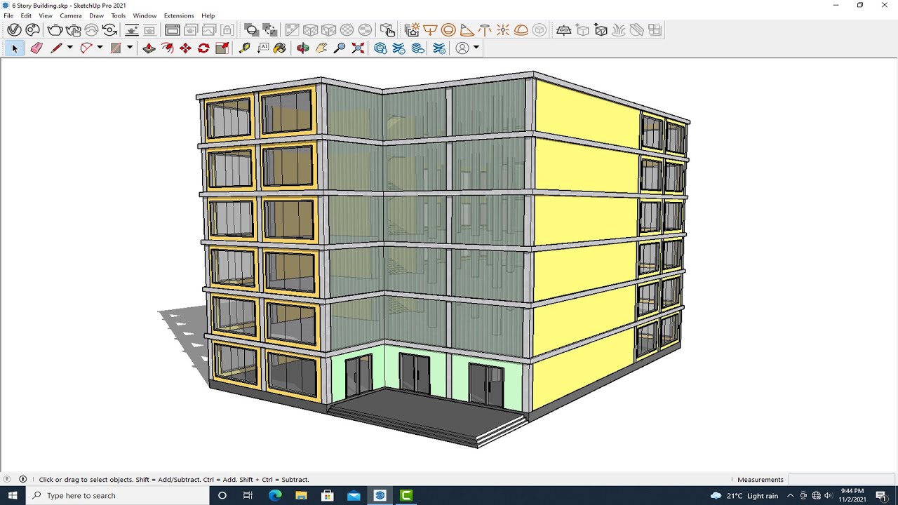 SketchUp | 6 Story Building Modeling | Building Modeling - YouTube