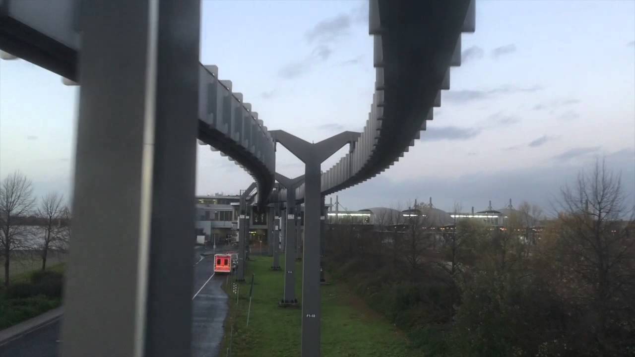 The SkyTrain (H-Bahn) at Dusseldorf Airport, North Rhine Westphalia ...