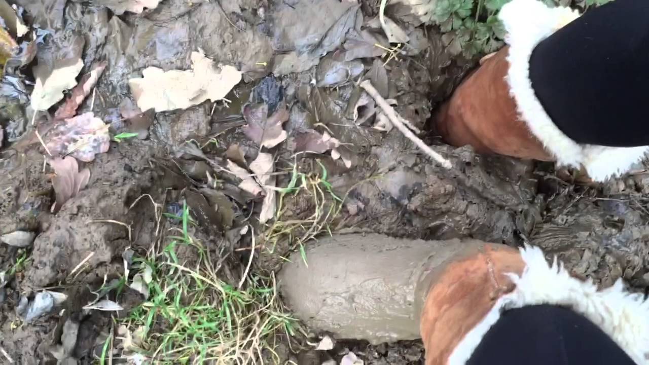 Ugg chestnut triple button in really deep mud - YouTube