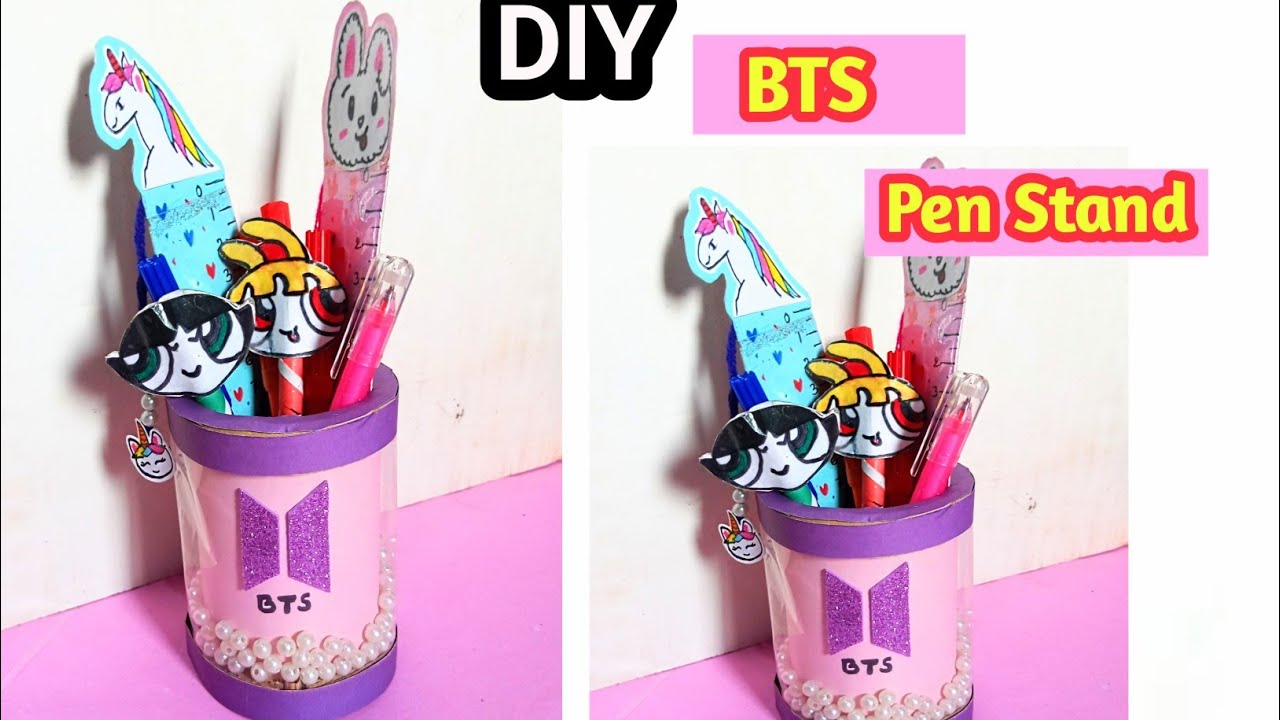 How to make BTS Pen Stand || BTS logo pen Stand making at home || BTS ...