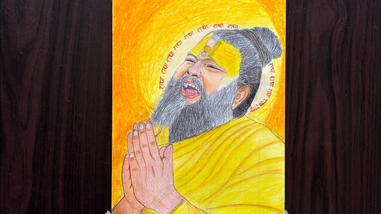 Premanand Ji Maharaj drawing with colour pencil ️👏..i made this ...