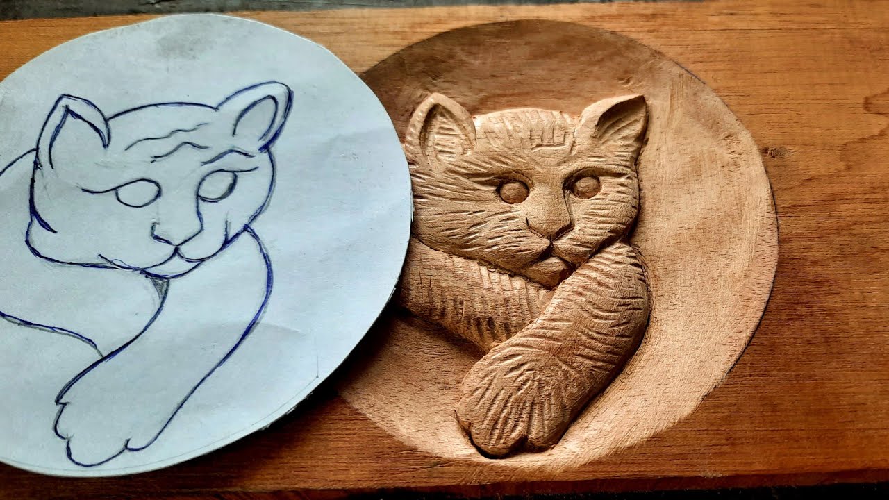 |wood carving cat|wonderfull wood art| wood design|UP wood art| - YouTube