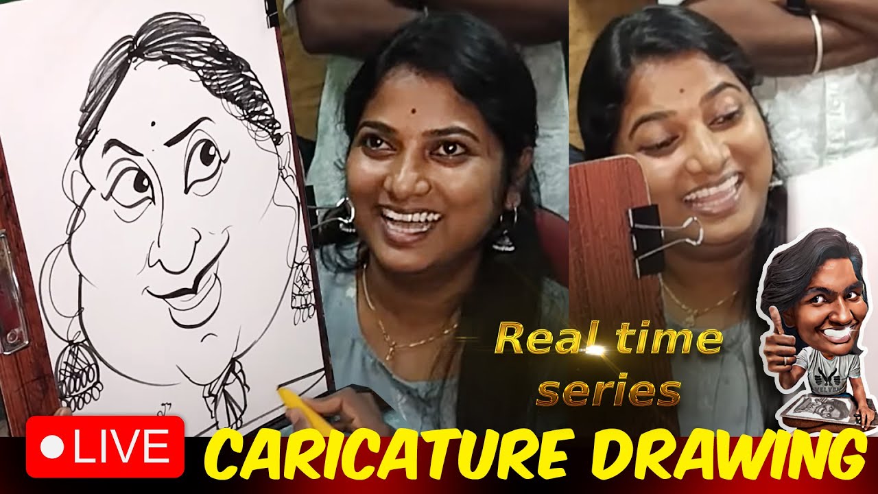 caricature drawing - full process in real time by velvom - YouTube