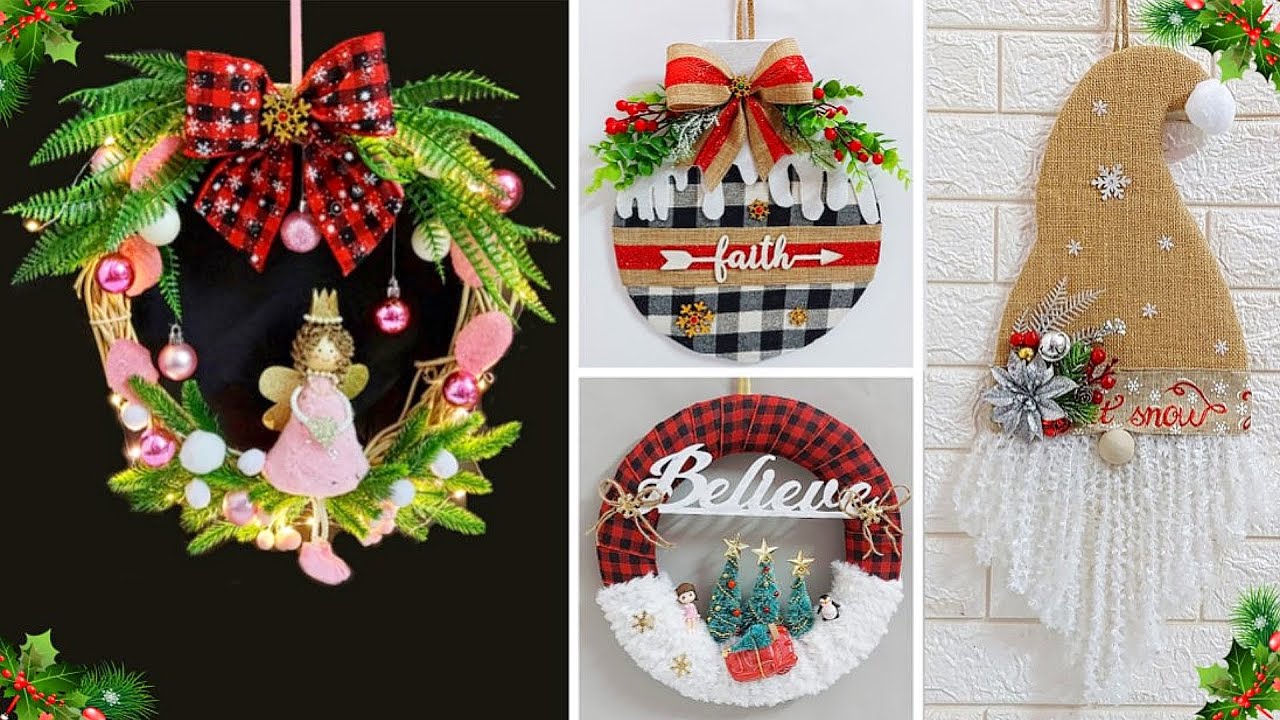 4 Economical Christmas Wreath made with simple materials | DIY ...