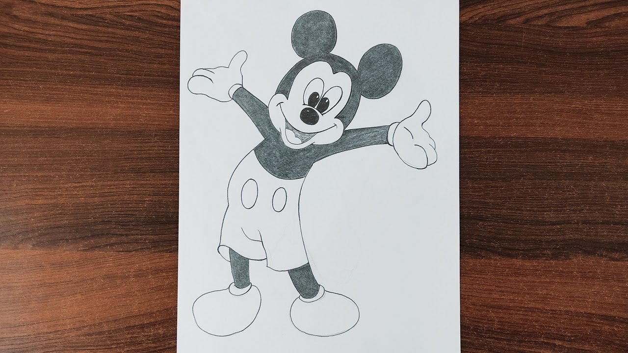 How to draw Micky Mouse full body easily || micky mouse drawing step by ...