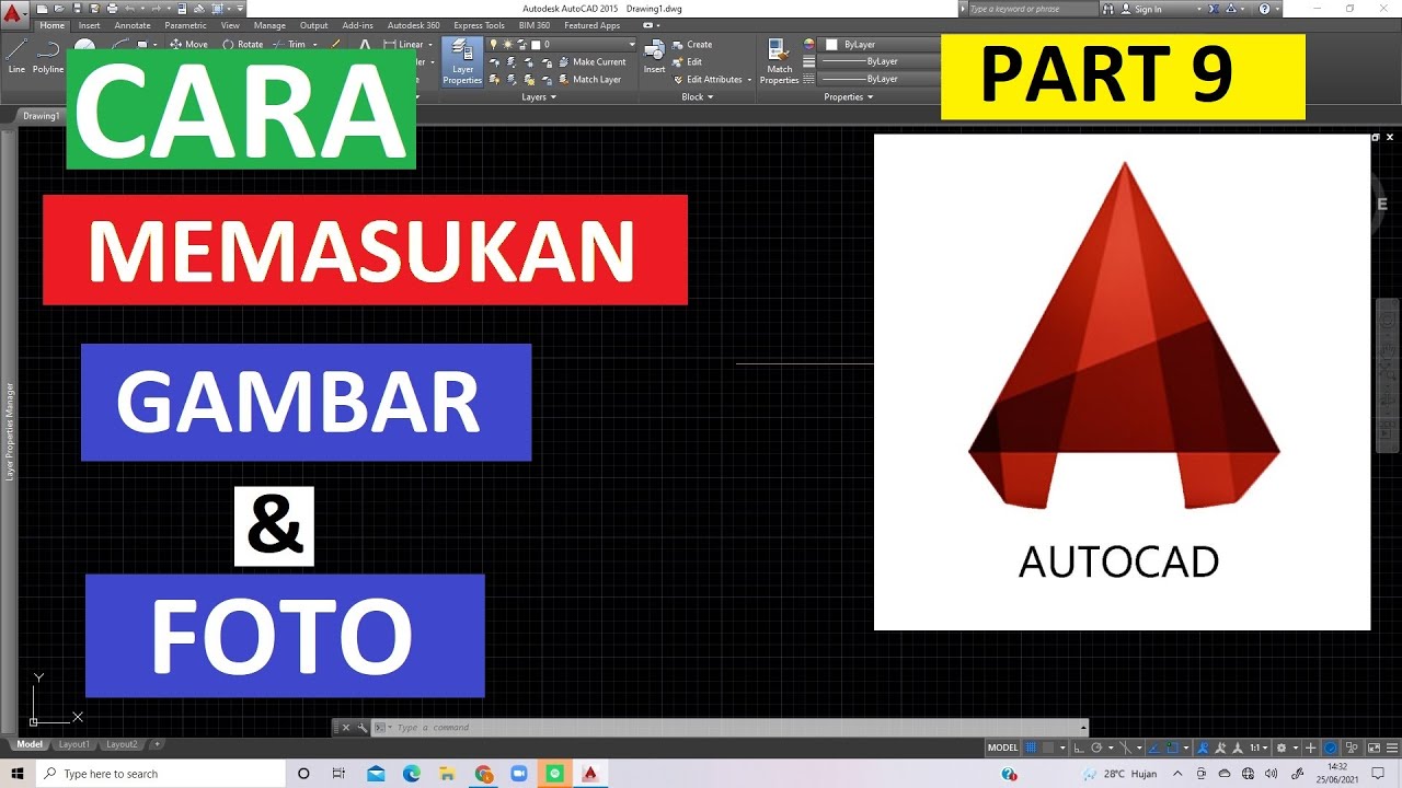 Cara cepat memasukkan GAMBAR / FOTO di AUTOCAD - YouTube