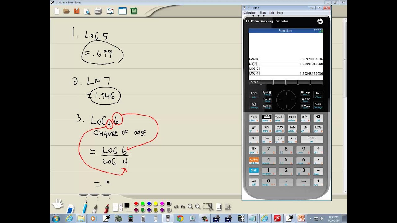 Technology In College Algebra Evaluating Logarithms Hp Prime Youtube 8757