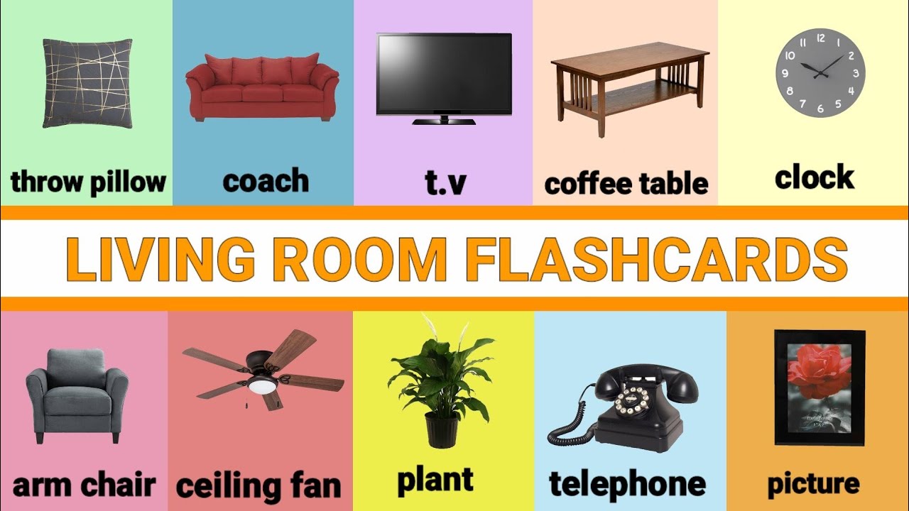 Living Room Vocabulary for kids - YouTube