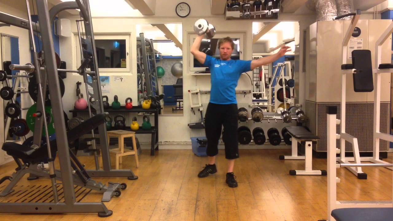 Enarms axelpress med olika fotisättningar - YouTube