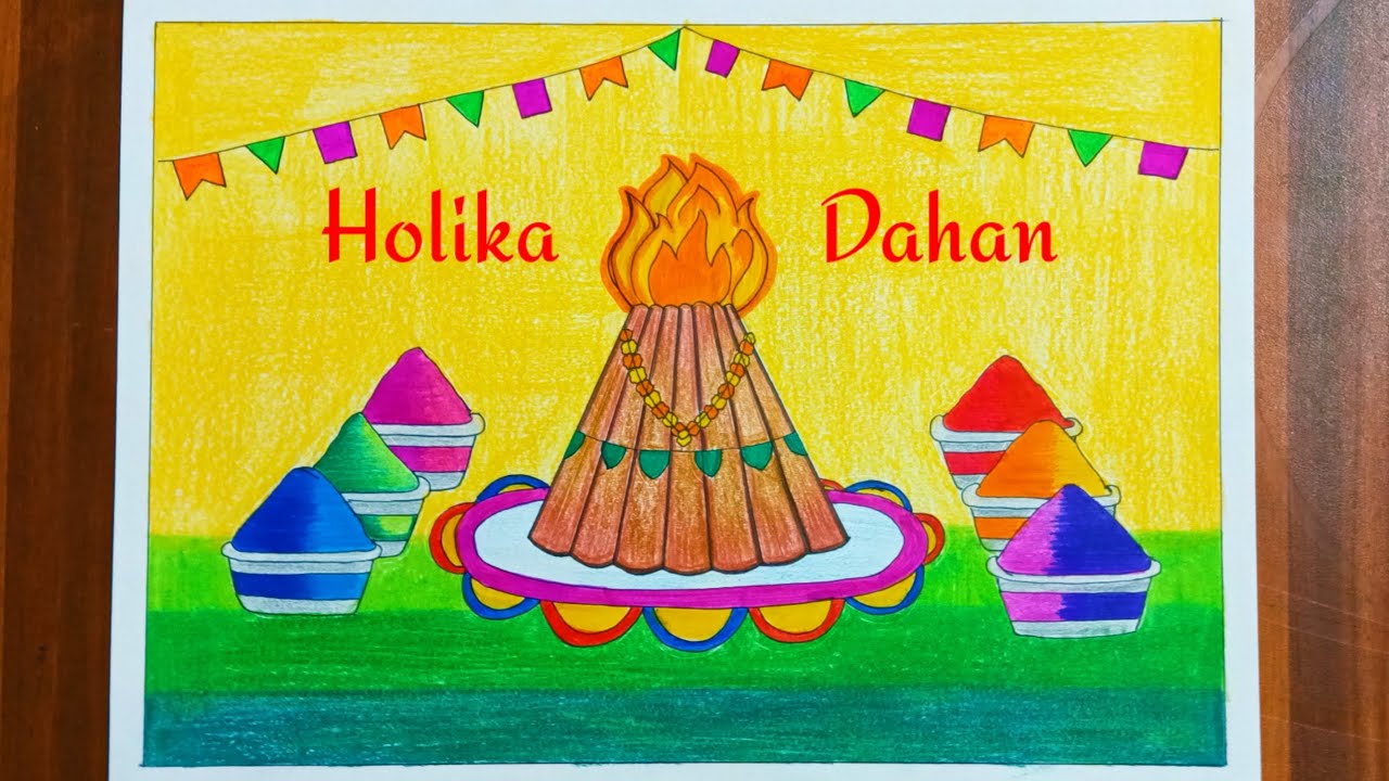 Holi Drawing Easy\Happy Holi Easy Drawing \Holika ka chitra \Holika ...
