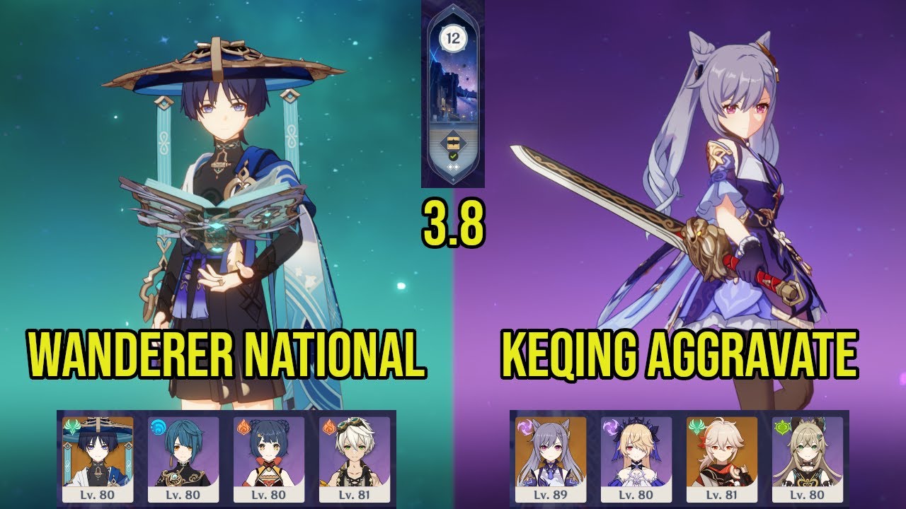 C0 WANDERER National & C2 KEQING Aggravate | 3.8 Spiral Abyss Floor 12 ...