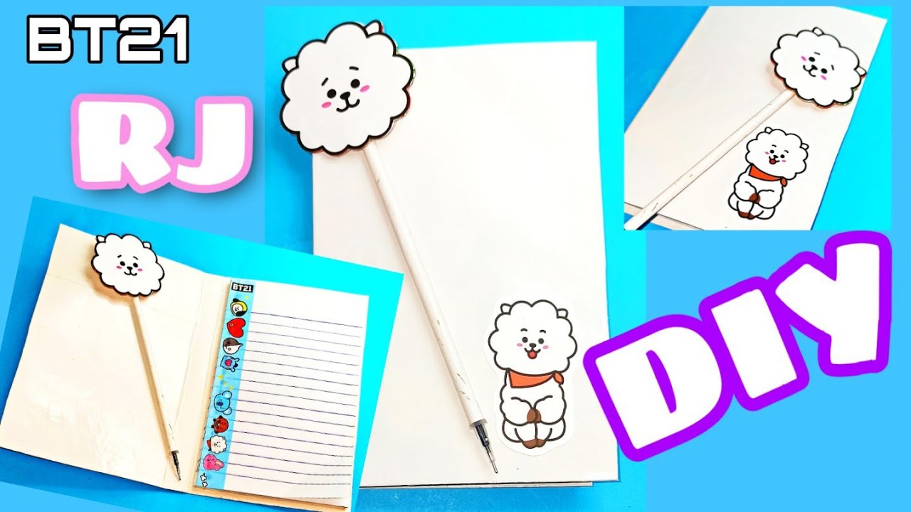BT21 RJ DIY NOTEBOOK & PEN// Easy DIY// PH ARMY🇵🇭// ARMY MayC - YouTube