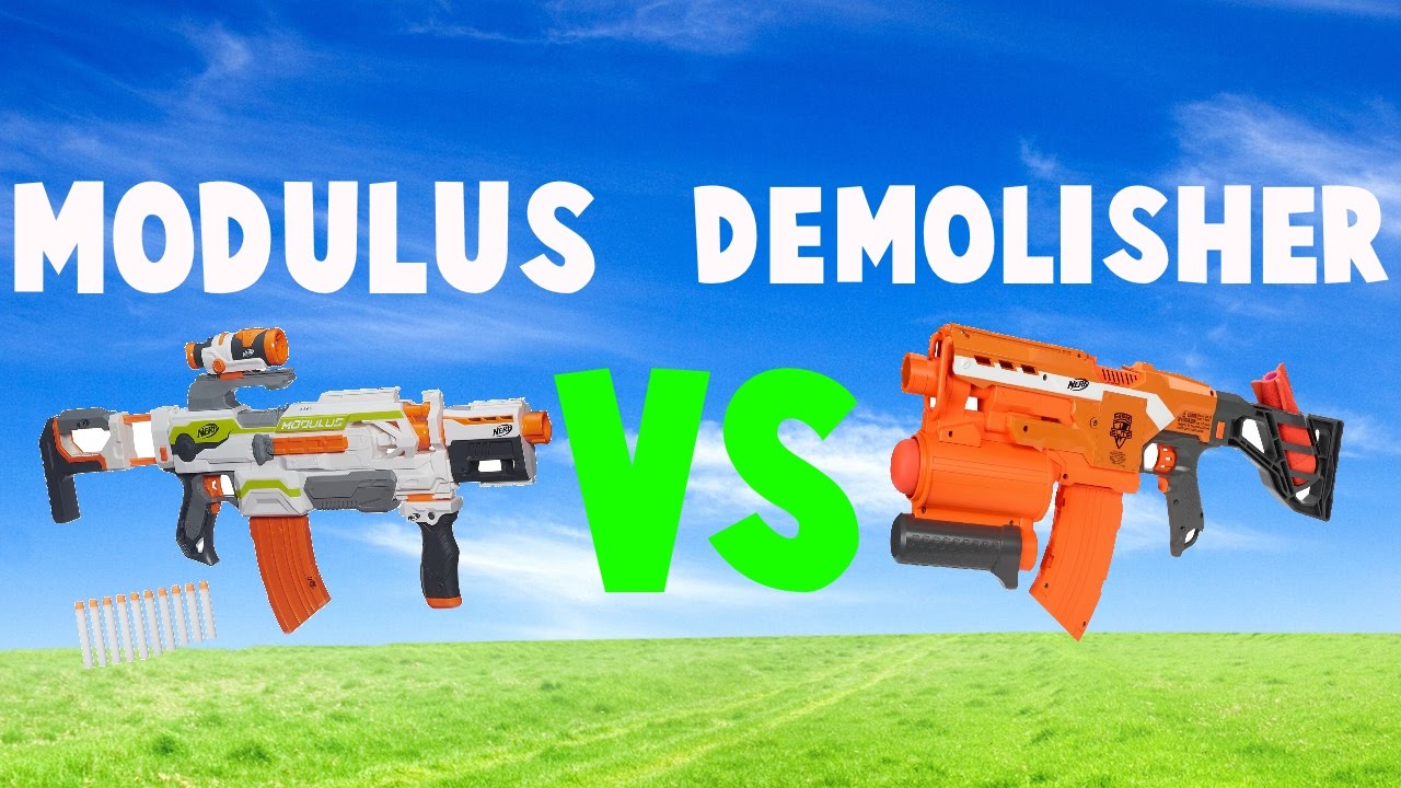 NERF WAR: Elite Demolisher VS N-strike Modulus Ecs-10 - YouTube