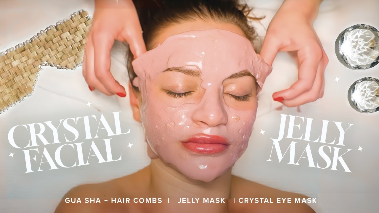 ASMR Facial | Jelly Mask, Crystals, and Hair Play Massage🩵 - YouTube