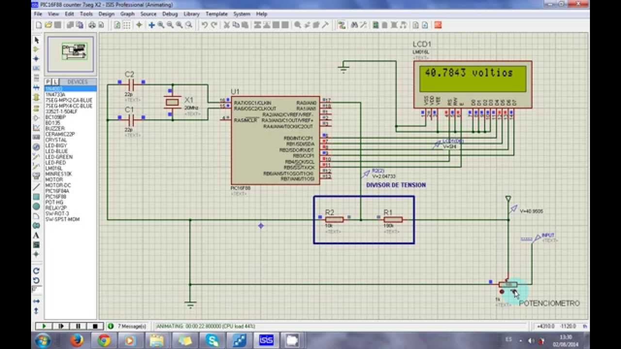 FLOWCODE - ADC 8 bits - Voltimetro 100VDC - ISIS - Proteus - YouTube