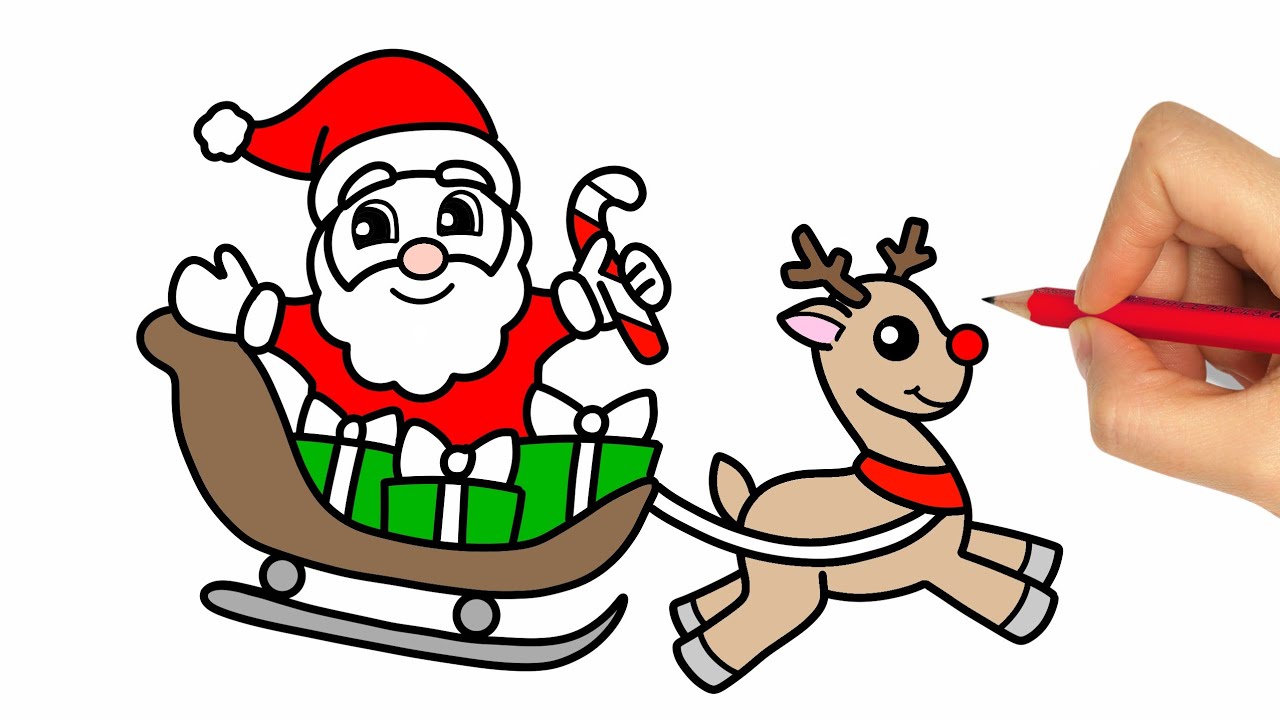 COME DISEGNARE BABBO NATALE SULLA SLITTA - YouTube