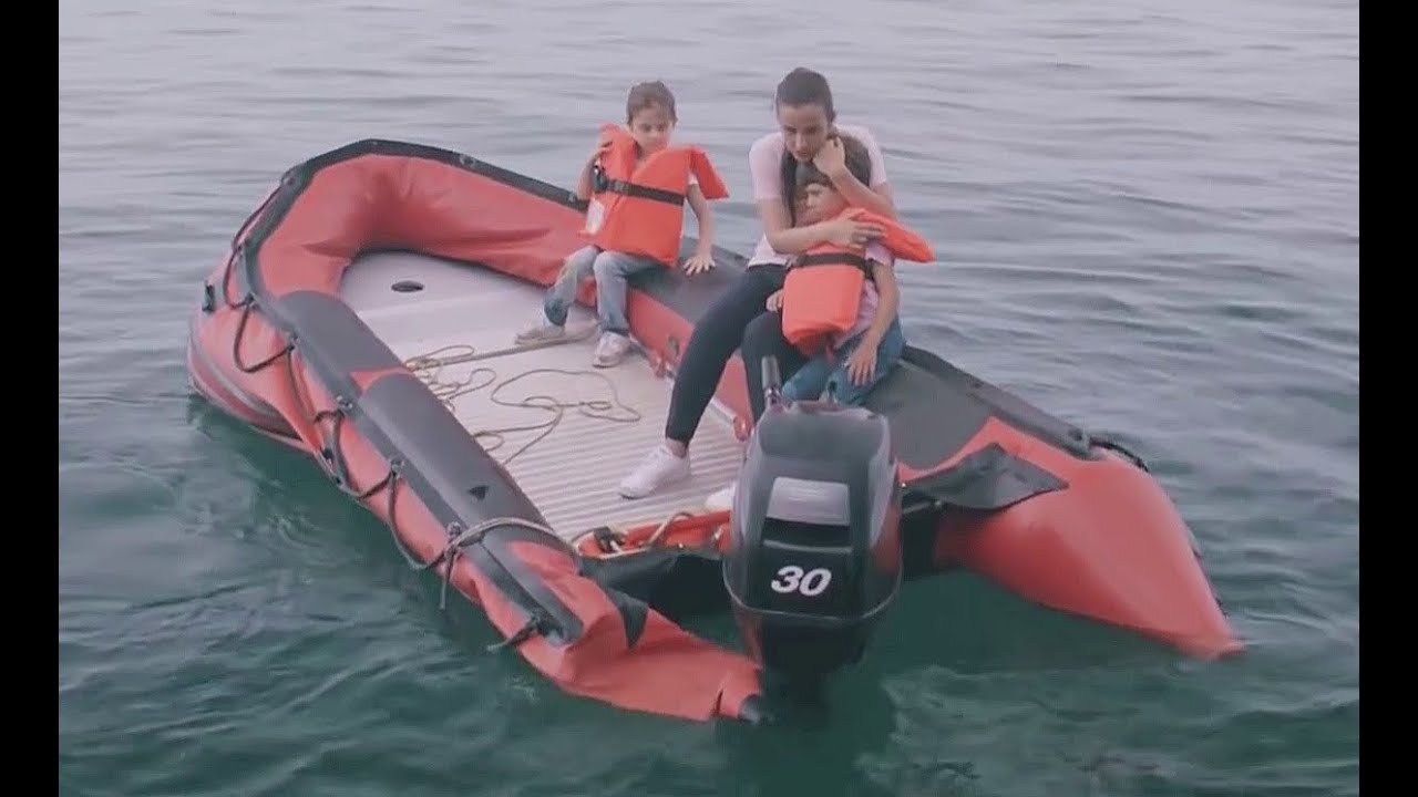 Shooting and deflating an inflatable boat - YouTube
