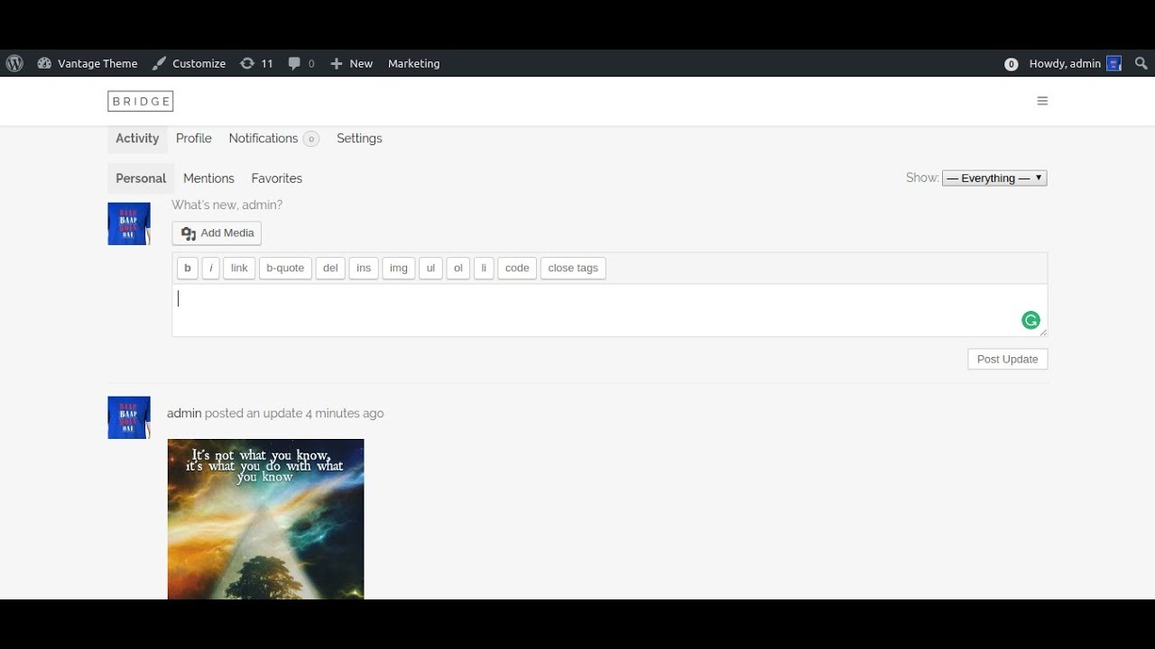 How to Add tinymce editor to Post in buddypress - YouTube