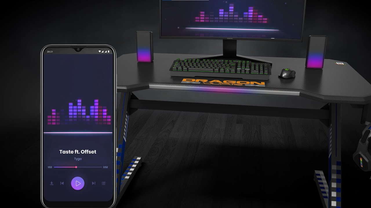 Dragon War GT 101 RGB Smart Gaming Desk - YouTube