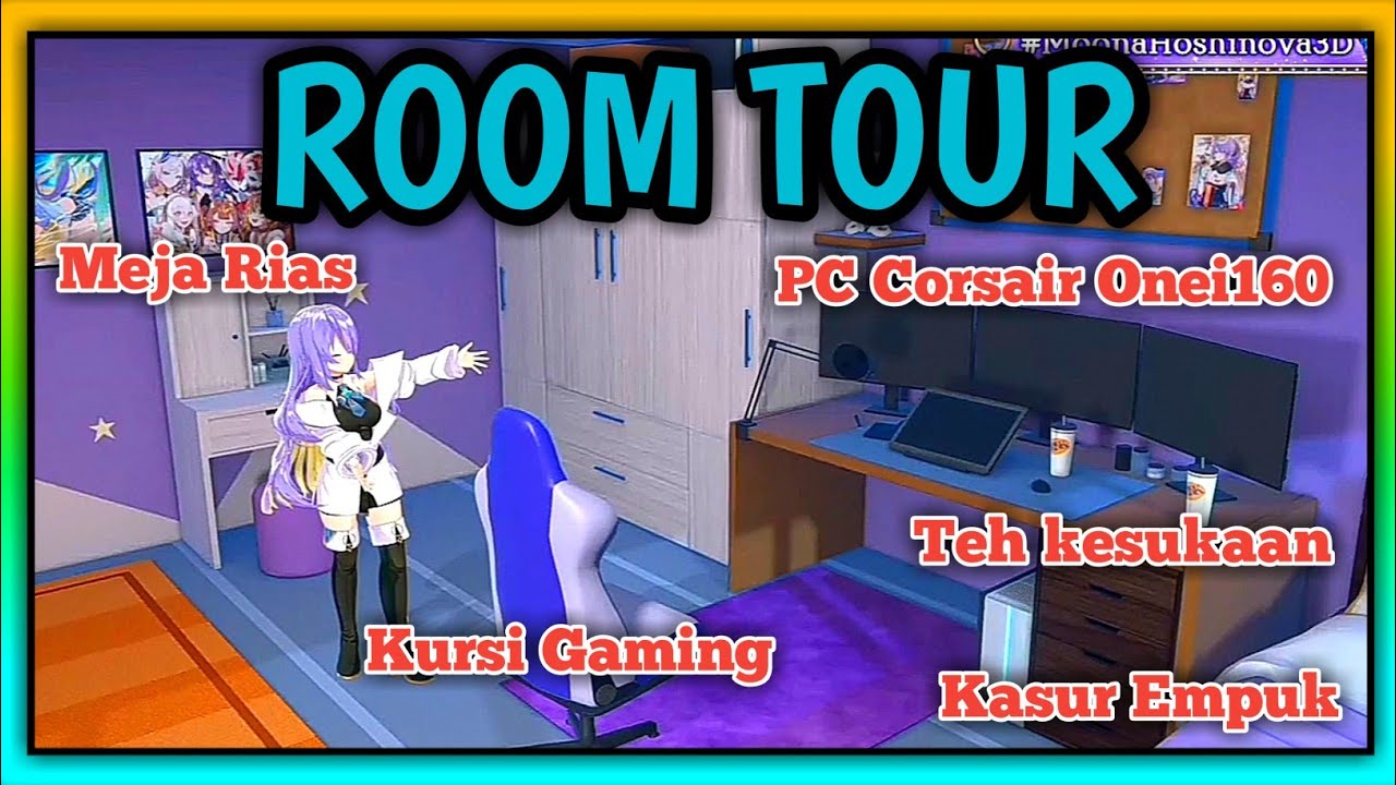 ROOM TOUR Vtuber bareng Moona Hoshinova, Ungu semua !! (Hololive ID Gen ...