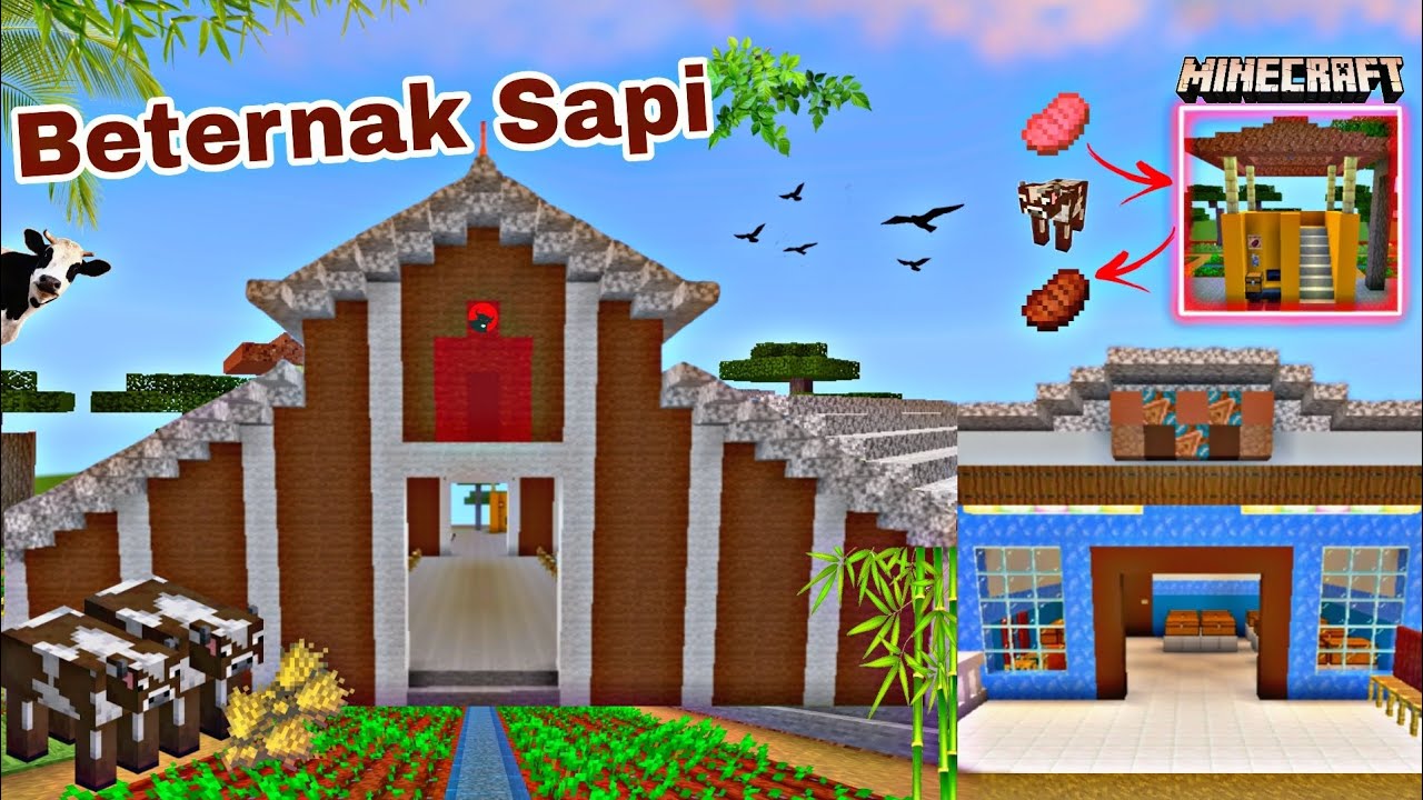 Ternak Sapi🐄+ Berkebun🌾 di MINECRAFT PE - YouTube