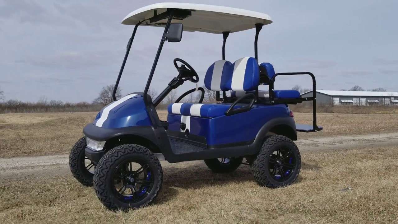 48v Electric Blue Golf Cart Club Car Precedent With Custom Seats Rims ...