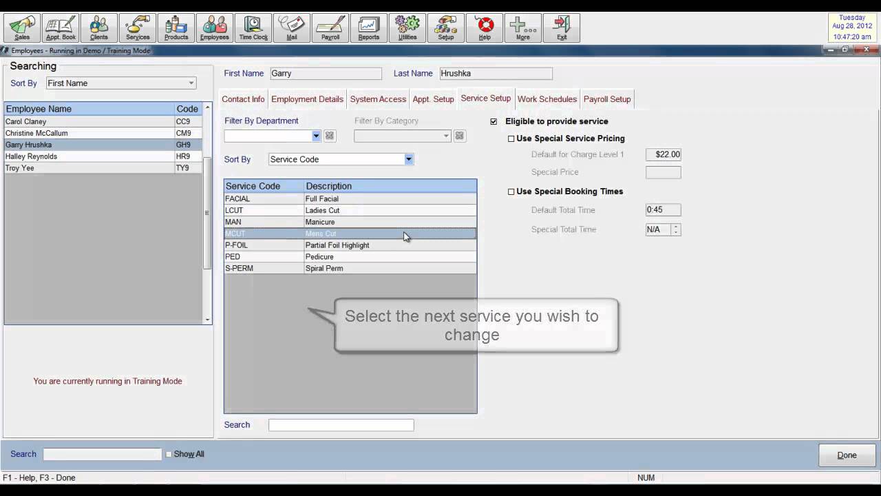 Insight Salon Software - How To Set Up Which Services Each Employee Can ...