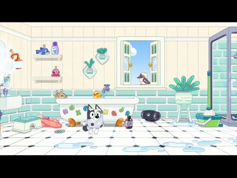 Muffin makes a big mess in Bluey's bathroom!! //Bluey Let's Play ...