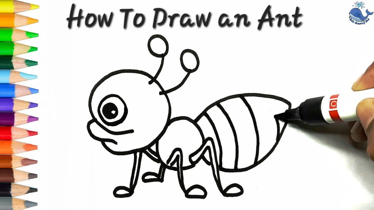 Cute Ant Drawing Tutorial for Kids | Step-by-Step Tutorial - YouTube