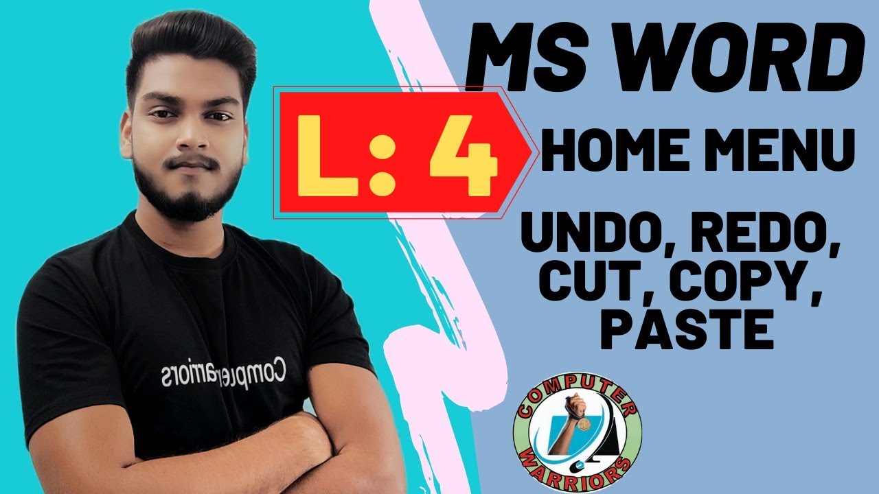 Undo, Redo, Cut, Copy, Paste || Lecture :4 || Home Menu || By :Monu ...