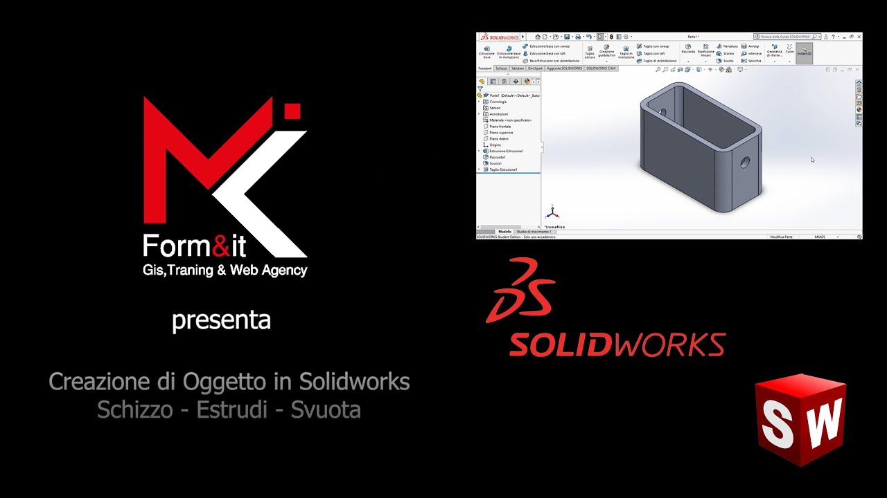 Creazione di Oggetto in Solidworks - Schizzo/Estrudi/Svuota - #Tutorial ...