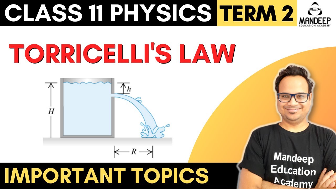 Torricelli's Law Class 11 Derivation Physics Term 2 || Chapter 10 ...