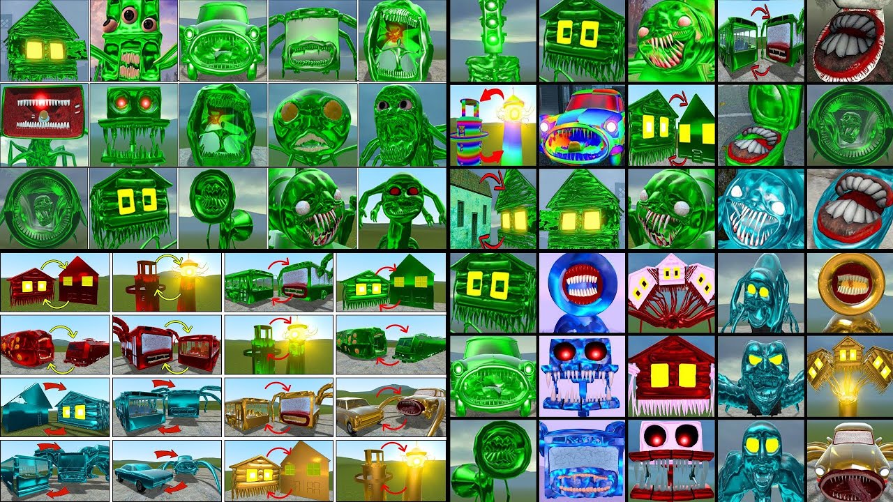 EVERYTHING TURNED INTO MONSTERS FULL COLORED - HOUSE HEAD, LIGHTHOUSE ...